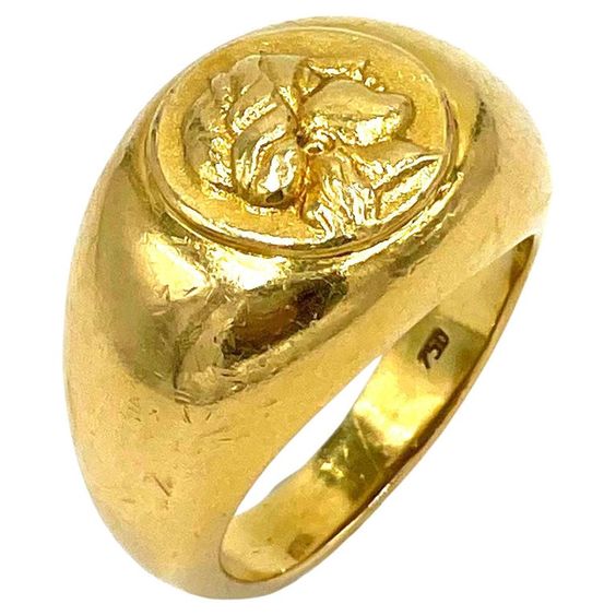 Pre owned 18K Yellow Gold Gypsy Style Domed Ring